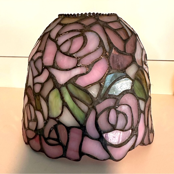 Vintage | Accents | Vintage Tiffany Style Stained Glass Roses Lamp ...